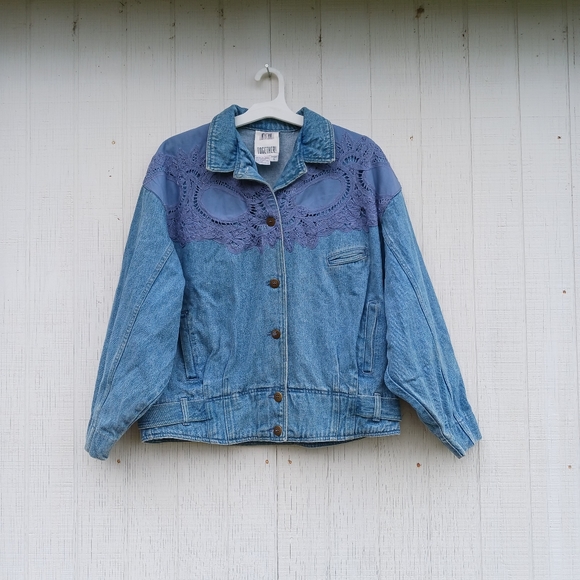Together | Jackets & Coats | Vintage Together 8s Blue Lace Accent Jean ...